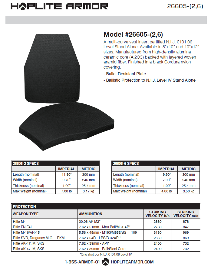 Swimmer Plates: Level IV – Hoplite Armor-Body Armor
