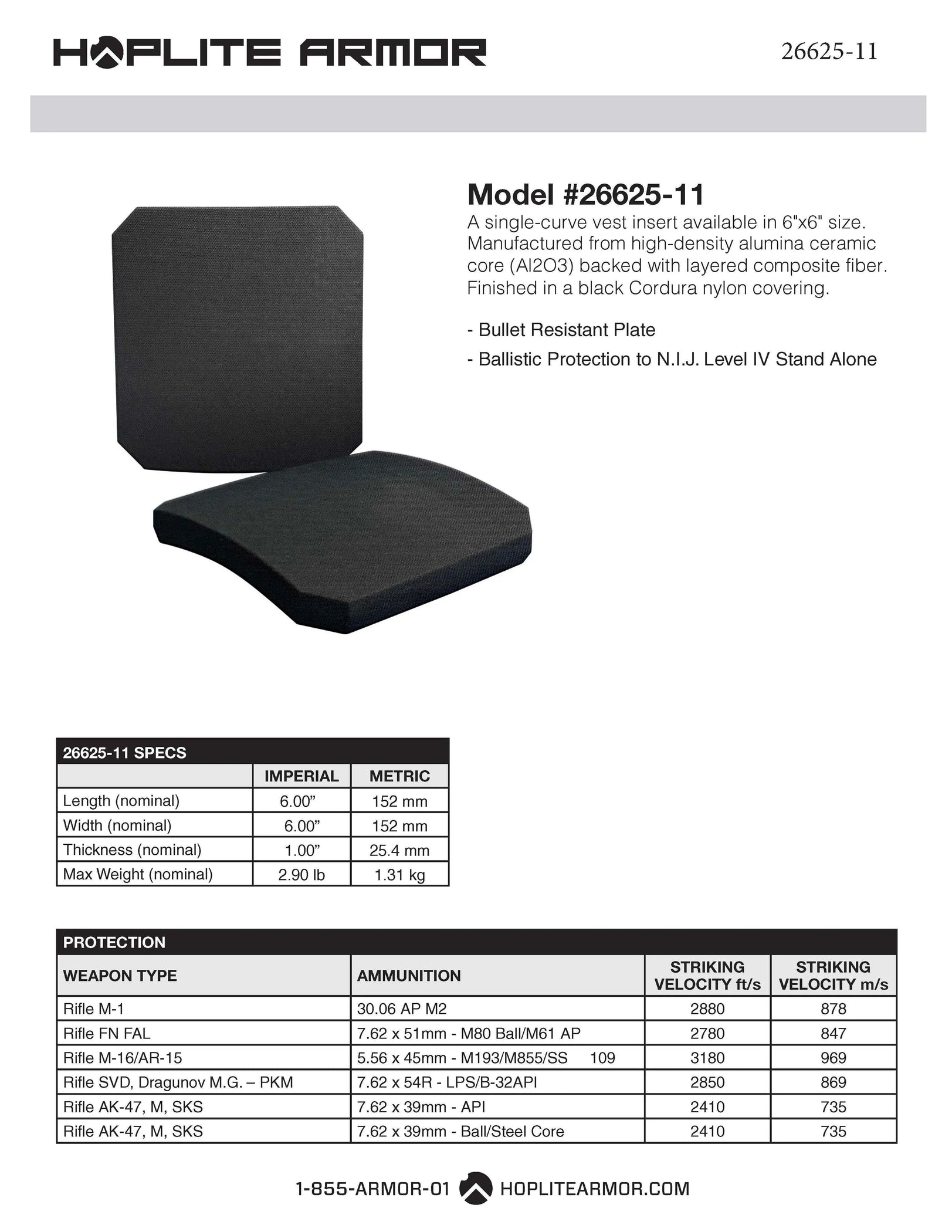 Body Armor Side Plate Set- Level IV (26625-11) — Hoplite Armor-Body Armor