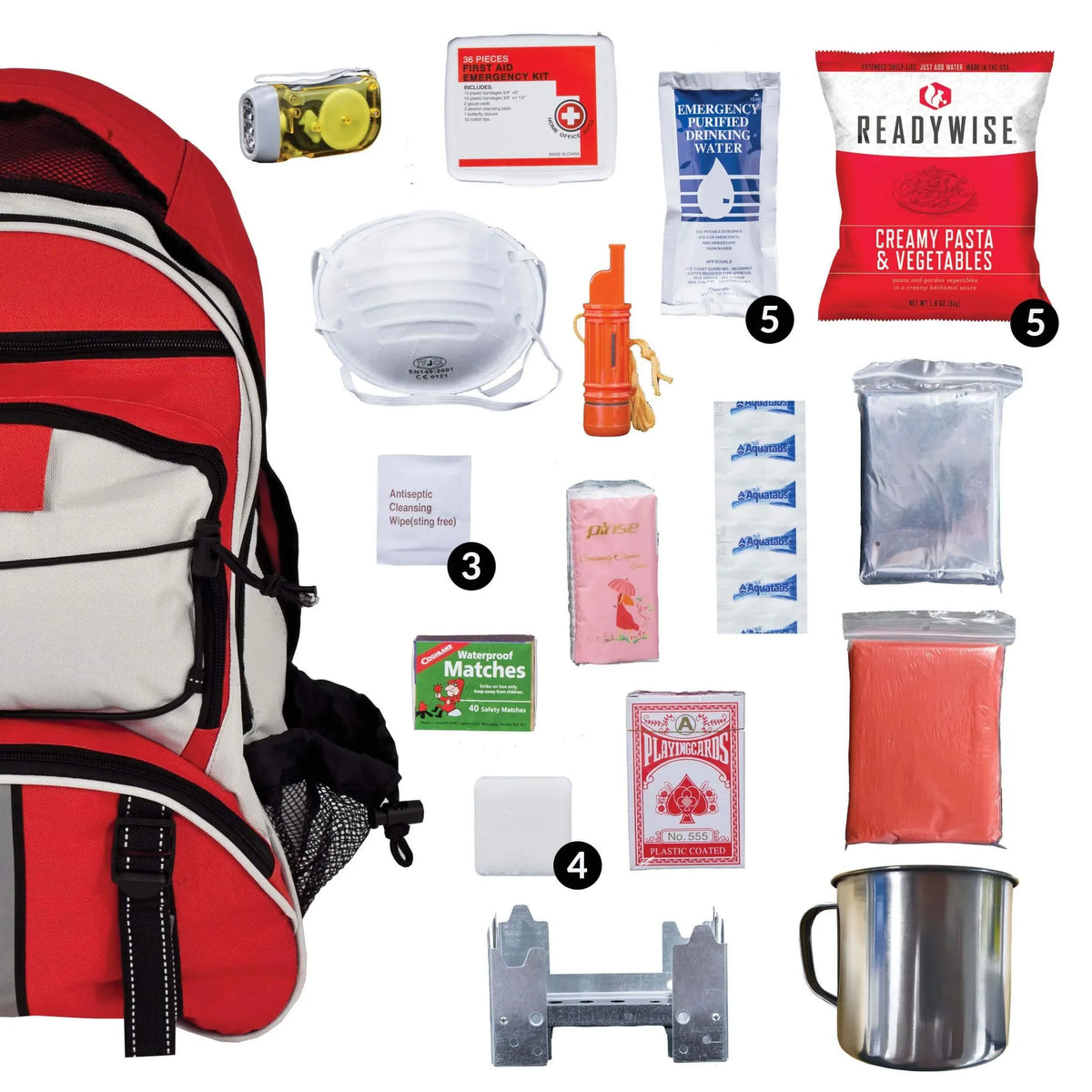 Red 64 Piece Survival Backpack — Hoplite Armor-Body Armor